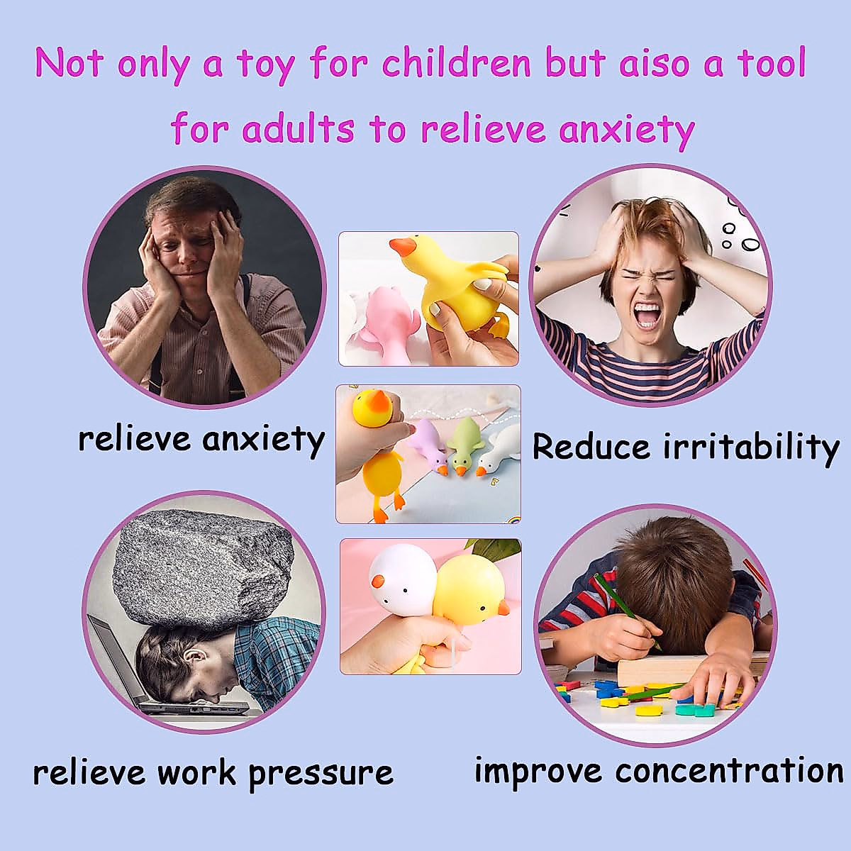 MSRRTUSY 3Pcs Stretchy Duck Squeeze Toys,Squishy Stress Relief Toys for Adults and Kids,Squishy Fidget Toys,Party Favors for Kids,Birthday Gifts,Christmas,Easter Egg,Classroom Prizes