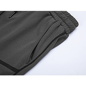 FLYFIREFLY Men's Gym Workout Shorts Running Lightweight Athletic Short Pants Bodybuilding Training Dark Grey