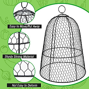 6 Pack Garden Chicken Wire Cloche,19" x 14" Large Plant Protector Cover for Keeping Squirrels,Rabbits,Bunny Chickens Bird Small Animals Out Garden Decoration Wire Plants Dome Metal Cloches-Black