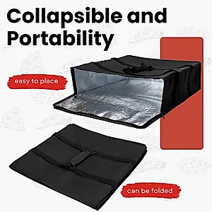 TOGETRUE Pizza Bag, Insulated Pizza Bags for Delivery Carry Hot, Large Pizza Food Delivery Bag for Doordash, Uber Eats, Pizza Warmer Bags for Personal Use, 20 x 20 (Basic Black)