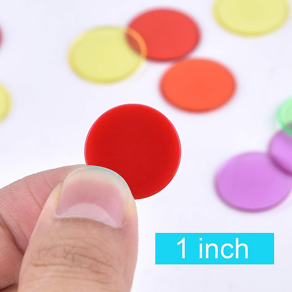 Coopay 300 Pieces 10 Colors Plastic Learning Counters Disks Bingo Chip Counting Discs Markers for Math Practice and Poker Chips Game Tokens,1Inch (Style 1)
