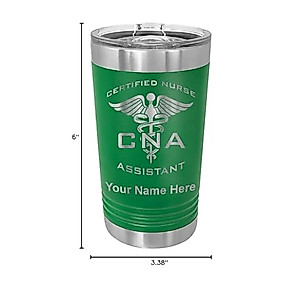 LaserGram 16oz Vacuum Insulated Pint Tumbler, CNA Certified Nurse Assistant, Personalized Engraving Included (Green)