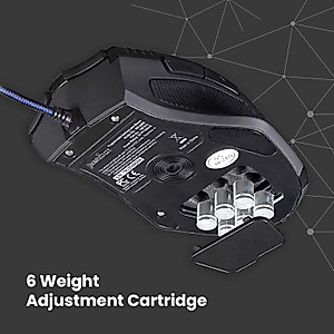 Perixx MX-2000B Programmable Laser Gaming Mouse with Adjustable Weight and RGB Backlight, Black