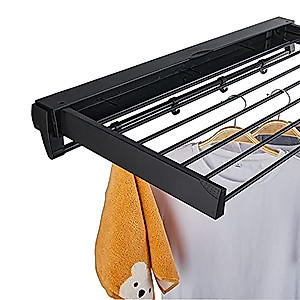 Delysia King Clothes Laundry Drying Rack，Collapsible Wall Mounted Hanger|7 Drying Rods (Black)