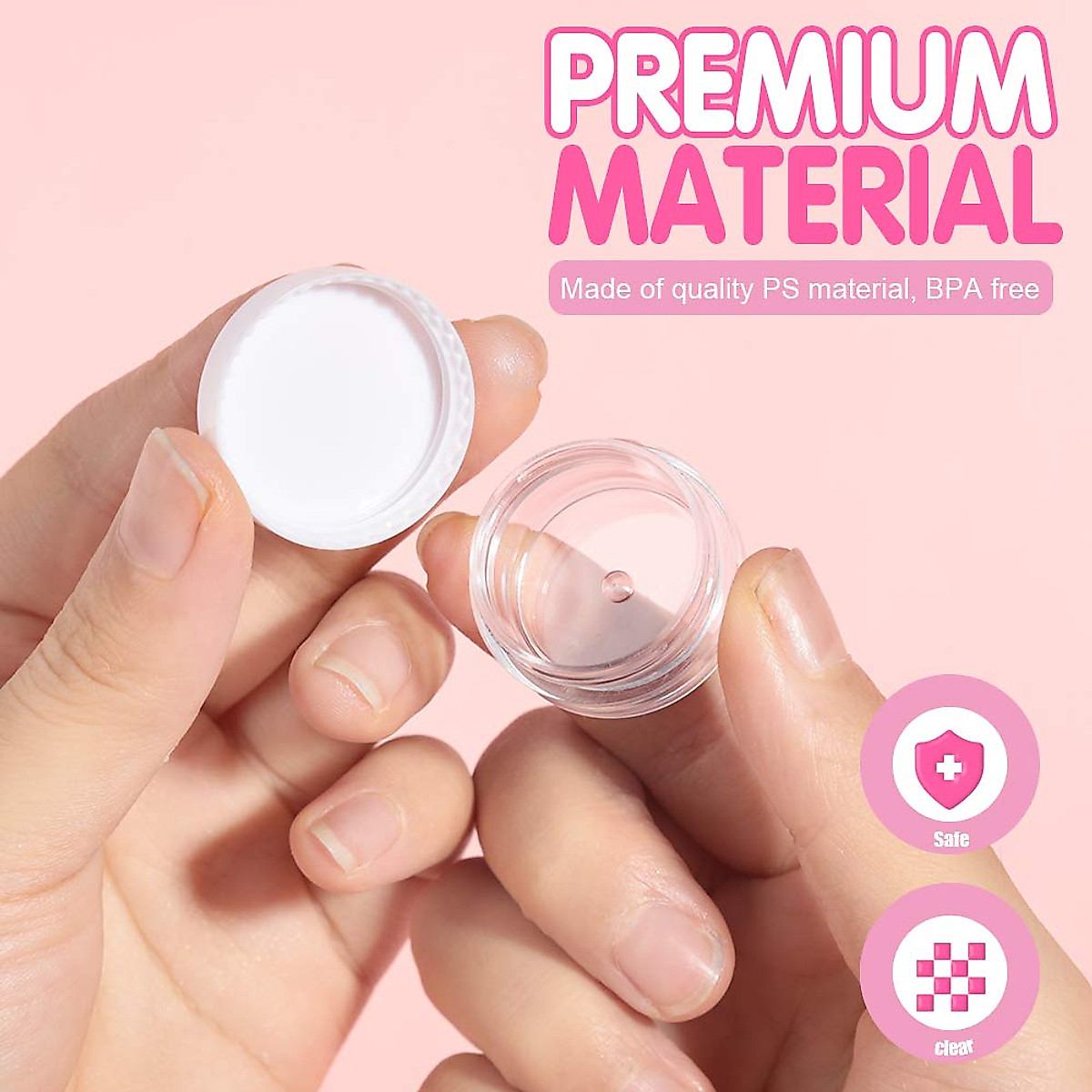 50 Pack Cosmetic Containers, HNYYZL 5 Gram Clear Round Pot Jar Plastic Sample Container with Lid, for Eye Shadow Bead Earring Liquid Lotion Cream Make-up Storage