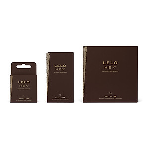LELO HEX Respect XL, Extra Large Condoms with Increased Strength, Lubricated XL Condoms Large for Men, 2.28-Inch/58mm Diameter (3 pack)