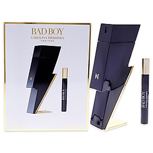Carolina Herrera Bad Boy 2-Piece Travel Set for Men (3.4 Oz Eau De Toilette Spray + 0.34 Oz Eau De Toilette Spray)