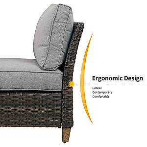 Grand patio Outdoor Furniture, Patio Wicker Sectional Sofa Modular Furniture Set Single Sofa with Thick Cushions and Frame for Deck Porch Poolside Garden (Armless Sofa)