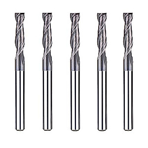 SpeTool 5Pcs 2-Flute Square Nose Carbide End Mill 1/8 Inch Router Bit with 1/8 inch Shank CNC Machine Tools, TiAlN Coated