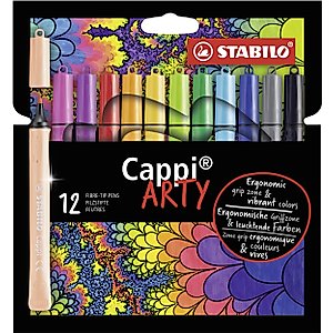 Felt Tip Pen - STABILO Cappi Wallet of 12 Assorted Colours