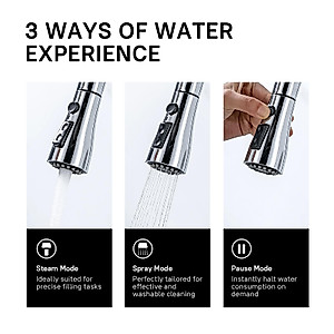 WEWE Sink Faucet, Pull Down Kitchen Faucet with Sprayer Low Lead Commercial Modern Stainless Steel rv Farmhouse Kitchen Faucet Single Handle 1 or 3 Hole Kitchen Sink Faucet, Polished Chrome