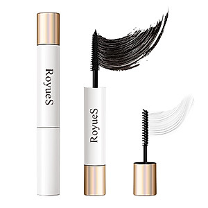 Easilydays Black Mascara for Eyelashes Waterproof, Double-ended 2-in-1 Lash Primer & Mascara Duo, Primer Styling Cream, Long-Lasting Smudge-Proof Mascara Black Slender, Dense Thick Curling for Eye Makeup, No Clumping