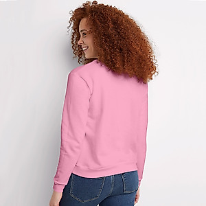 Hanes Comfortblend Crewneck, EcoSmart Fleece Pullover with V-Notch, Sweatshirt for Women, Spirited Pink