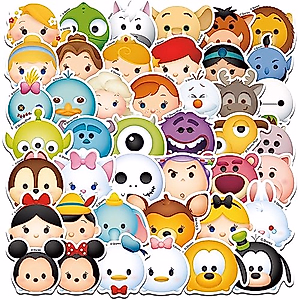 50Pcs Mixed Disney Cartoon Stickers Pack Princess Stickers Cute Cartoon Characters Stickers Cartoon Movie Decal Childrens Decorative Sticker for Kids Teens Adults Waterproof Vinyl Princess Stickers for Water Bottle Laptop Luggage (Mixed Cartoon)