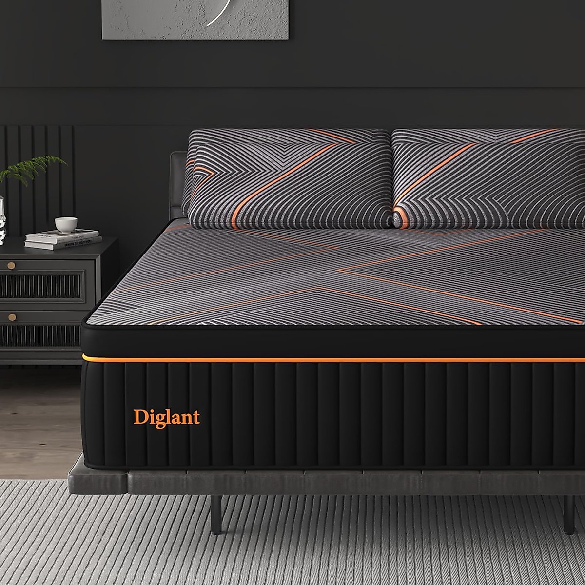 DIGLANT TwinXL Mattress, 14 Inch Plush Memory Foam Hybrid Mattress with Individually Pocket Coils for Pressure Relief,Balanced Support, TwinXL Size Mattress in Box, Motion Isolation