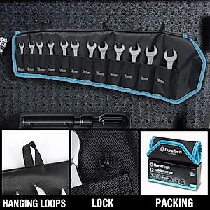 DURATECH Stubby Combination Wrench Set, Metric, 12-Piece, 8-19mm, 12 Point, CR-V Steel, with Rolling Pouch