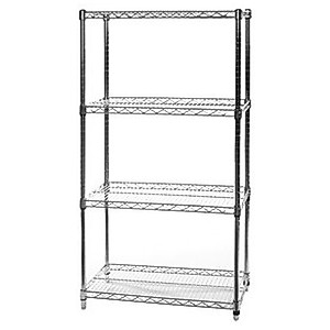 Shelving Inc. 18" d x 30" w x 54" h Chrome Wire Shelving with 4 Tier Shelves, Weight Capacity 800lbs Per Shelf