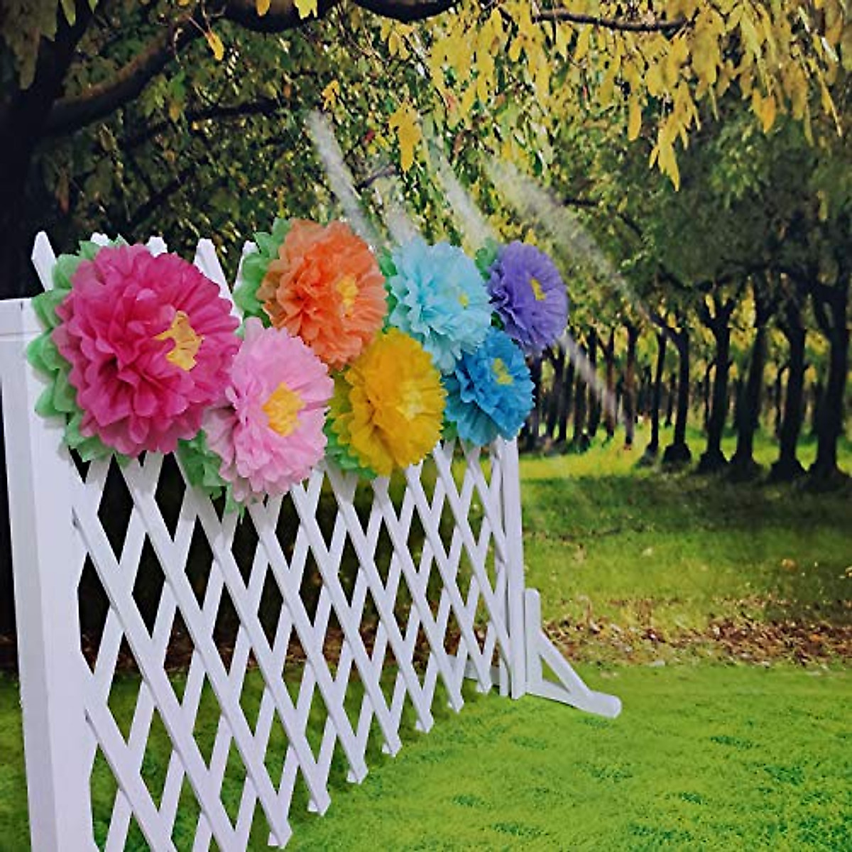 Mybbshower Fiesta Flower for Carnival Large 11" Set of 7 Rainbow Theme Party Birthday Celebration Backdrop Outdoor Decoration