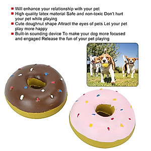 Latex Donut Dog Toy,Latex Hundespielzeug Donut Dog,Donut Squeaky Dog Toy,2Pcs Latex Pet Doughnut Shape Sounding Teeth Cleaning Chewing Biting Interactive Training Toy for Dogs