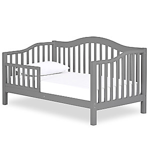Dream On Me Austin Toddler Day Bed in Steel Grey, Greenguard Gold Certified, JPMA Certified, Non-Toxic Finishes, Low to Floor Design, Side Safety Guard Rail