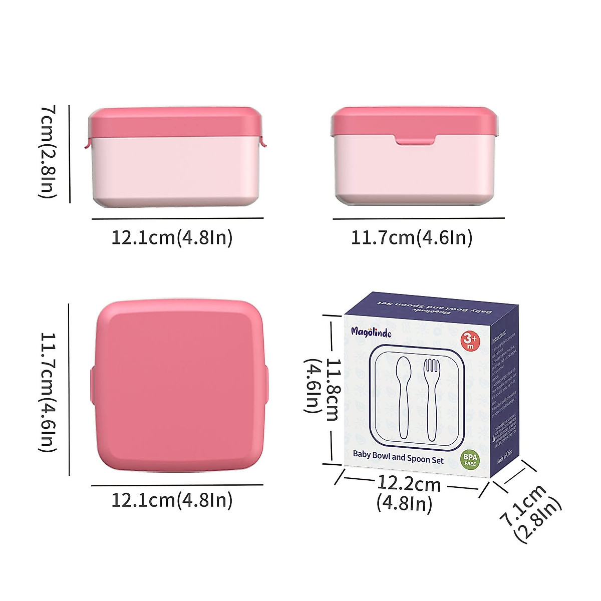 Silicone Suction Bowl For Toddlers Baby Suction Cup Food Container for Snack Oatmeal Outdoor Kids Tableware Auxiliary Scissors And Spoon And Fork 5 Piece (Blue) (Pink)