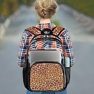 Mularoka Abstract Giraffe Print Brown Clear Backpack with Reinforced Padded Straps Heavy Duty PVC Transparent Backpack See Through Casual Day Packs