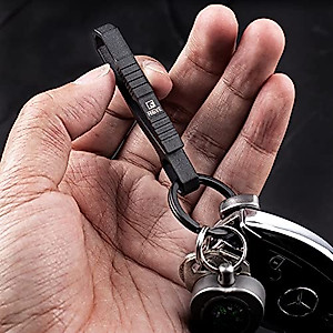 TISUR Keychain Pocket Clip, Quick and Easy Access to Keys, Titanium Key Holder with Detachable Keyring, Gifts for Men Women (25mm Black Ti Ring)