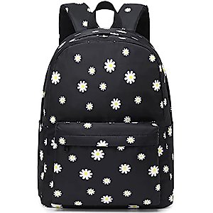 Mimfutu Flowers Black School Backpack for Teens Girls, Womens College Bookbags Kids School Bags Laptop Backpacks