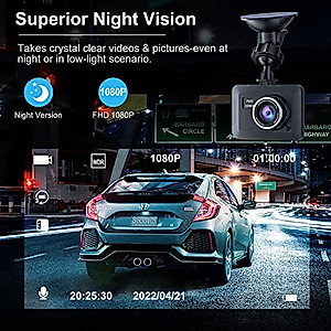 Dash Camera for Cars, Dash Cam 1080P Full HD Dual, 32G SD Card, Dashcam 170 Wide Angle 2.4" LCD Display, Super Night Vision, G-Sensor, Parking Monitor, WDR, Loop Recording