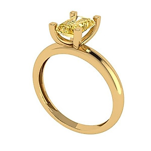 Clara Pucci 1.0 ct Emerald Cut Solitaire Natural Yellow Citrine gemstone Bridal Designer Anniversary Engagement Ring 14k Yellow Gold