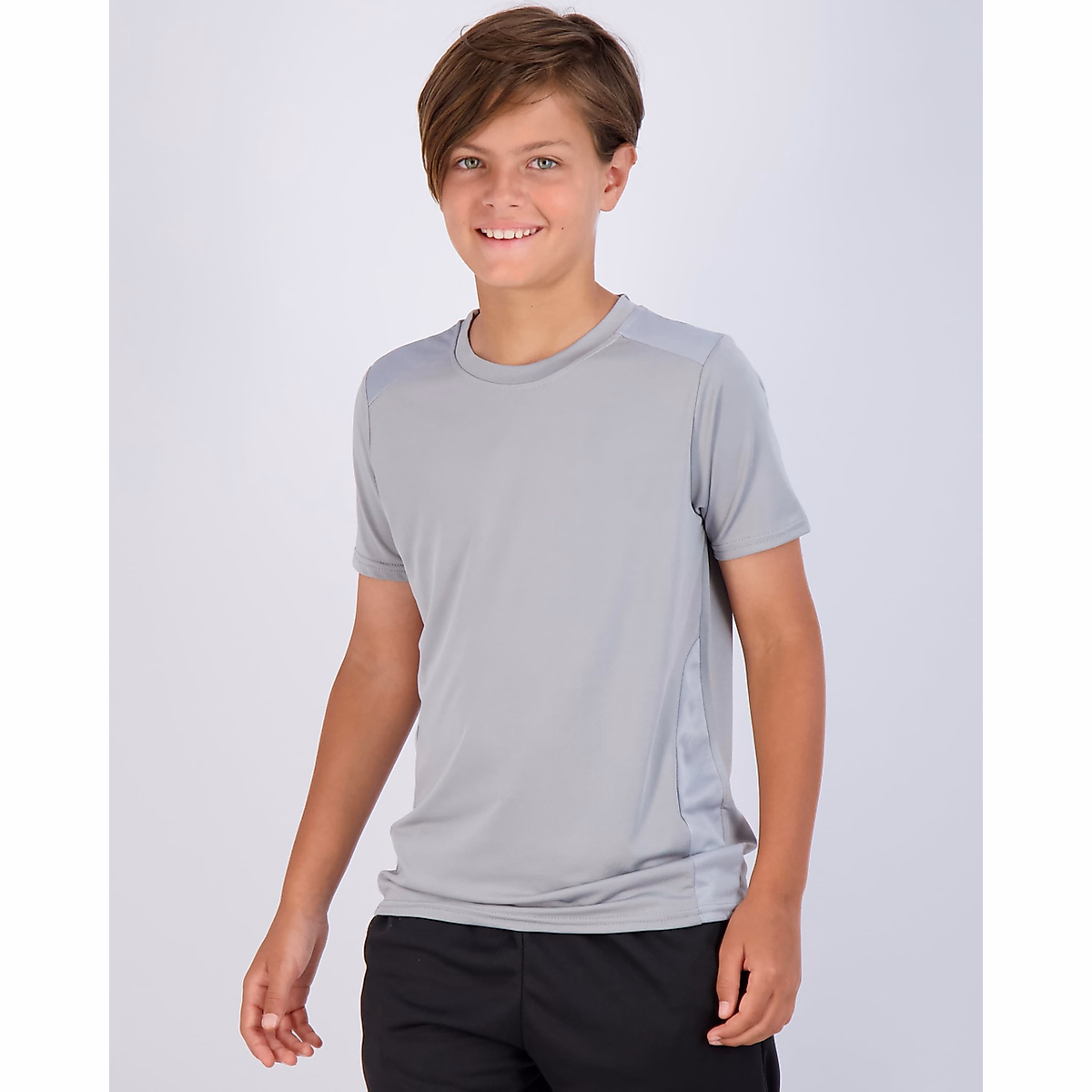 5 Pack: Boys Girls Active Athletic Quick Dry Dri Fit Short Sleeve T-Shirt Crew Neck Tops Teen Gym Undershirts Tees Youth Basketball Clothes Moisture Wicking Shirts-Set 14,Small (6-7)