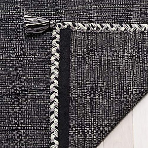 SAFAVIEH Montauk Collection Area Rug - 8' x 10', Grey & Black, Handmade Flat Weave Cotton Corner Tassel, Ideal for High Traffic Areas in Living Room, Bedroom (MTK150F)