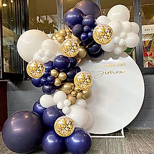 Zesliwy Navy Blue Gold Balloons Garland Kit, 131 pcs Navy Blue Gold White Confetti Balloons Arch Kit for Birthday Party Baby Shower Wedding Graduation Class of 2022 Prom Decorations…