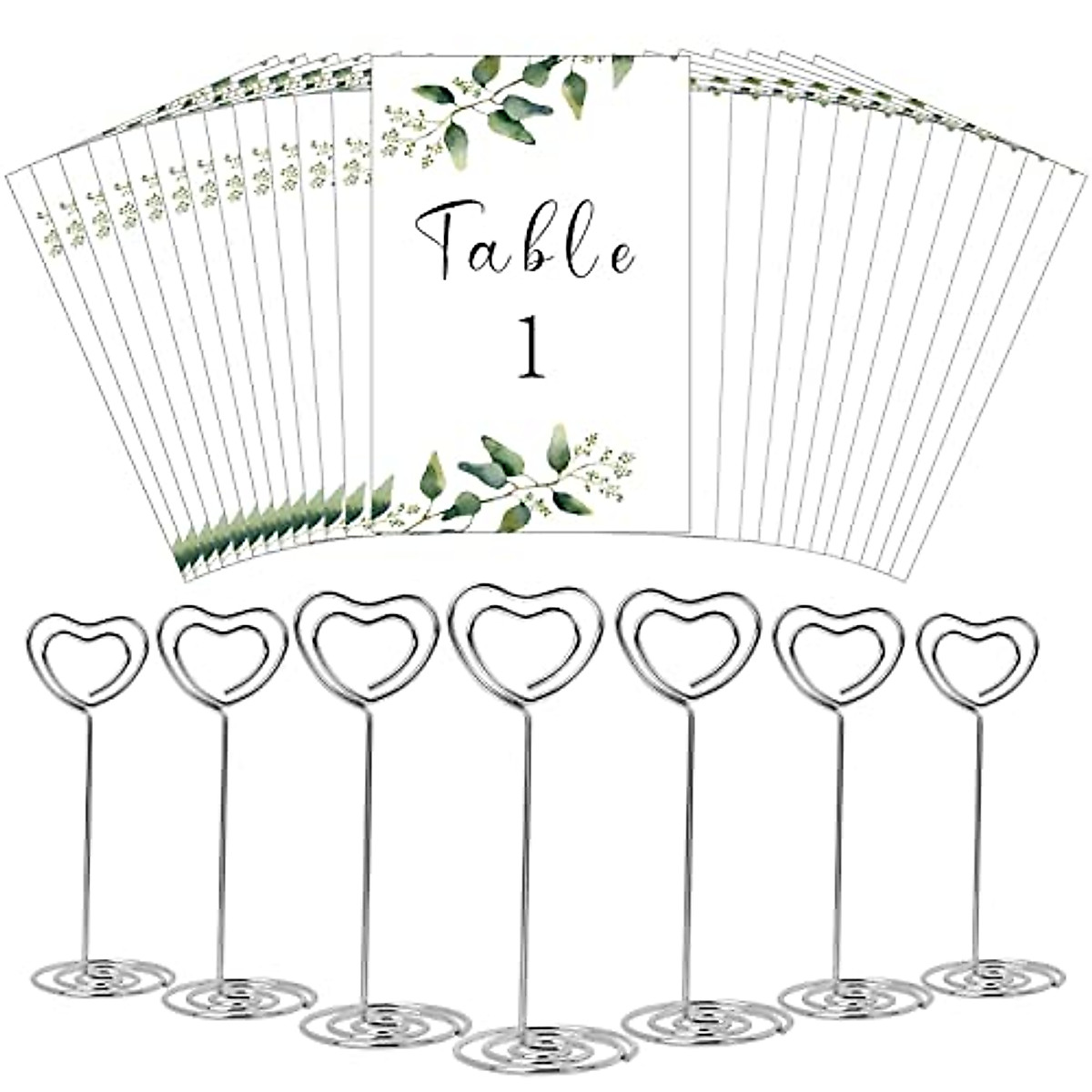 Ayfjovs 26 Pieces Wedding Table Numbers Holders with Cards(1-25 + Head Table) Double Sided Table Numbers for Wedding Reception, Baby Shower, Bridal Party 4x6 Inch