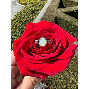 LE VIAN 2/5 Carat Diamond and 3/5 Carat Opal Cabochon Oval Halo Split Shank Ring for Women in 14k Rose Gold (Fancy Brown/H-I, SI1-SI2, cttw) Promise Anniversary Ring Size 7 by LeVian