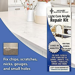 Clear - Quartz Countertop Repair Kit - Granite Repair Kit - Chip Repair Kit for Quartz, Granite, Marble, Corian, Porcelain, Acrylic, Edge Chips, Cracks - Quartz Chip Repair Kit - HIMG Surface Repair