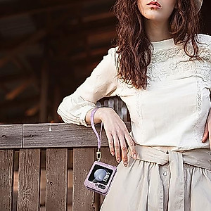 KSRIDOTE for Samsung Galaxy Z Flip 5 Case with Card Holder Strap Lanyard, Bling Samsung Z Flip 5 Case Wallet Glitter Galaxy Z Flip 5 Wallet Case Crossbody Phone Case Cover Purse for Women,Purple