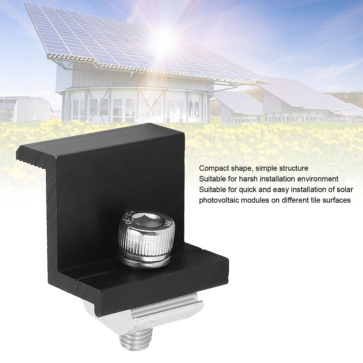 12Pcs PV Solar Panel Z End Clamp Aluminum Alloy Solar Z Bracket Clamp for RVs Houses Solar Panel Installations (45mm)