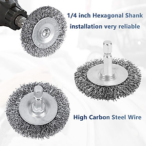 WUBOECE 10PCS Wire Wheel Brush for Drill, High Carbon Steel Wire Wheel Drill Brush Wheel Brush, Metal Wheel Brush for Drill with 1/4" Hex Shank, Skilled in Handling Metal & Nonmetal Surfaces
