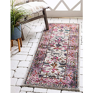 Unique Loom Aurora Collection Over-Dyed, Abstract, Botanical Southwestern, Transitional Area Rug, Rectangular 9' 0" x 12' 0", Beige/Pink