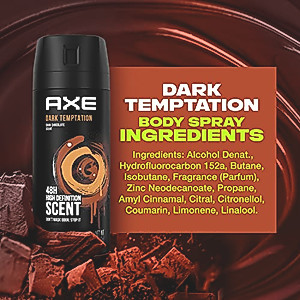 AXE Body Spray Deodorant Dark Temptation for Long Lasting Odor Protection Deodorant for Men Formulated Without Aluminum 4.0 oz