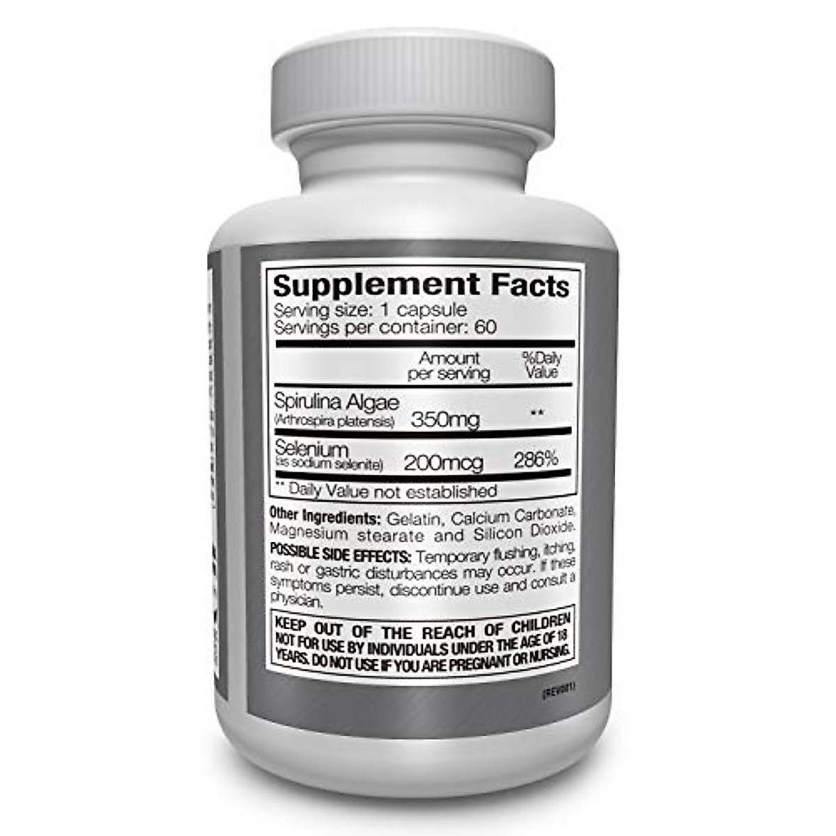Boost Concentration, Memory and Energy with Premium Selenium + Spirulina - Premium Antioxidant Supplement for Brain Function - 60 Day Supply (60 Capsules) - (1-Pack)