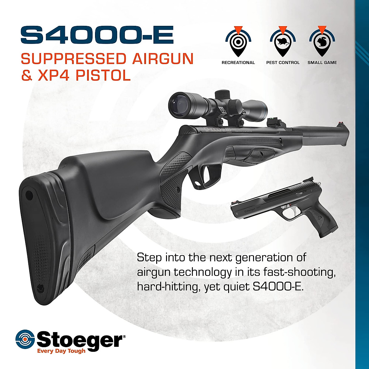 Stoeger S4000-E Airgun & XP4 Pistol Combo - .177 Caliber - Black Synthetic with Fiber-Optic Sights and 4 x 32 Scope