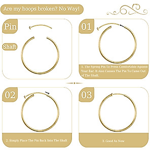 HAIAISO 6 Pairs Clip On Hoop Earrings for Women Fake Spring Hoop Earrings Set for Non-Pierced Ears Jewelry 6 Sizes(Gold)