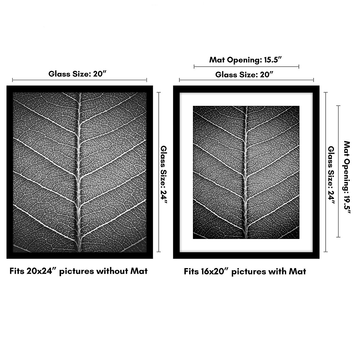 Americanflat 20x24 Picture Frame with Polished Plexiglass - Use as 16x20 Frame with Mat or Display 20x24 Photo Without Mat - Epic Collection - Wide Picture Frames for Wall Display - Black