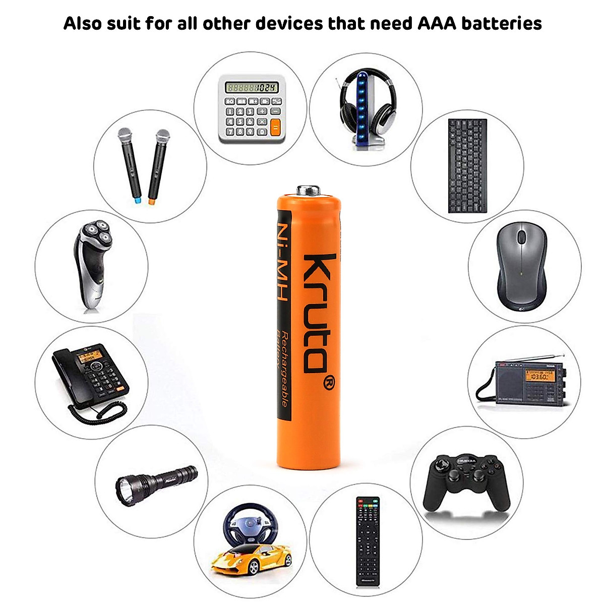 Kruta NI-MH AAA Rechargeable Battery 1.2V 700mah hhr-55aaabu AAA Batteries for Panasonic Cordless Phones, Remote Controls, Electronics, Solar Lights (Pack 8)