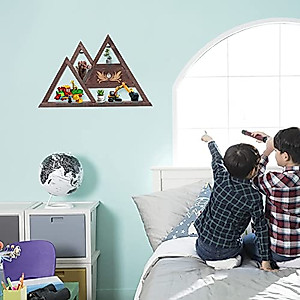 SSISSI Moon Phase Mountain Shelf - Triangle Shelf with Drawer - Moon Shelf for Crystals - Crystal Holder - Witchy Room Decor - Boho Decor - Wooden Rustic Crystal Shelf - Woodland Nursery Decor