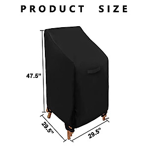 WOMACO Stackable Patio Chair Cover 2 Pack Waterproof Outdoor Stacking High Back Chair Cover Water Resistant Outside Furniture Tall Chair Protector (2 Pack - 29.5" L X 29.5" W X 47" H, Black)