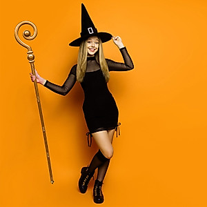 Nicky Bigs Novelties Adult Gold Saint Nicholas Shepherd Staff - Priest Pope Bishop Crosier Stick - Halloween Easter Costume Accessory Prop, Gold, One Size