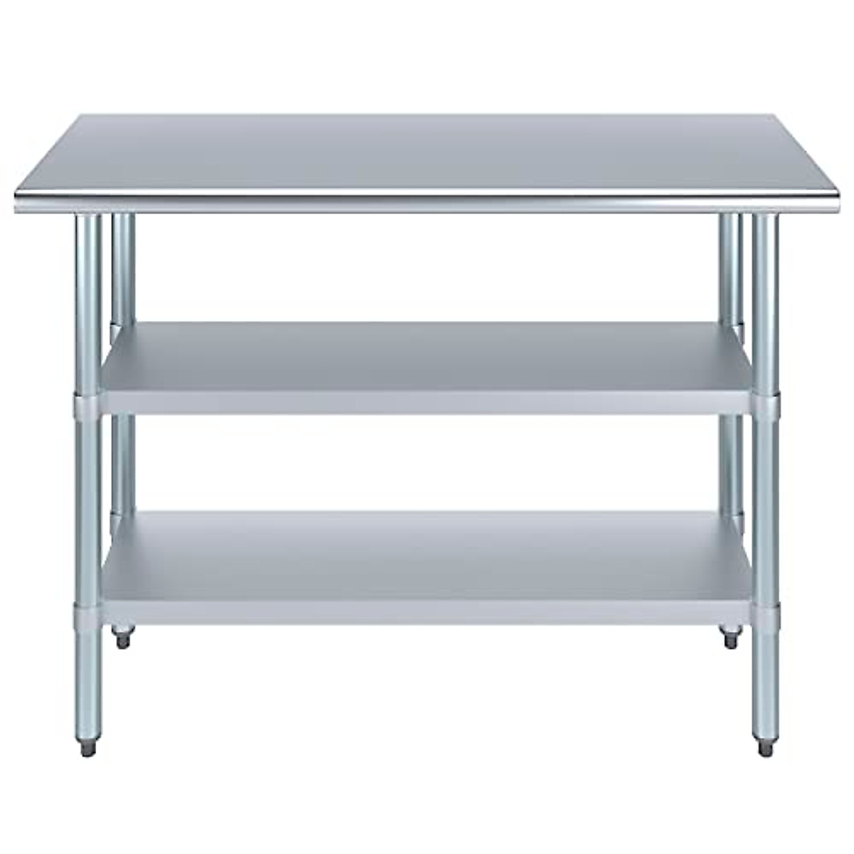 48" Long X 18" Deep Stainless Steel Work Table with 2 Shelves | Metal Food Prep Station | Commercial & Residential NSF Utility Table